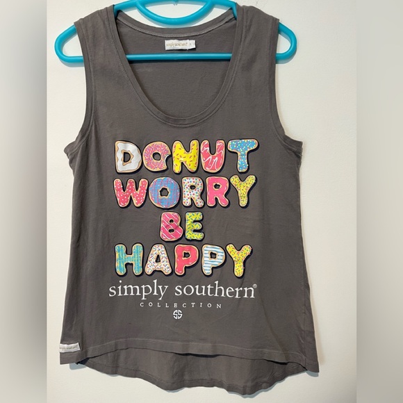 Simply Southern | Tops | Simply Southern Donut Worry Be Happy Gray ...